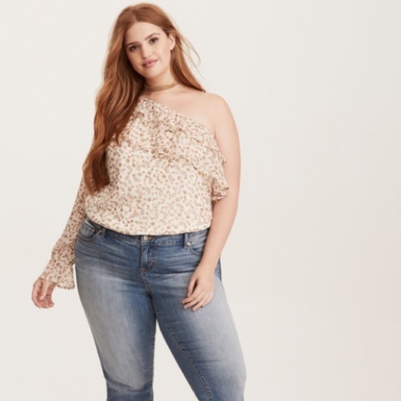 torrid | Tops | Torrid New Floral One Shoulder Ruffle Top Stripe | Poshmark